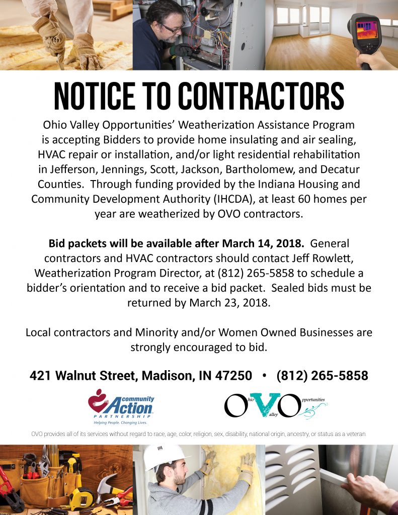 OVO Weatherization Accepting Contractor Bids - Ohio Valley Opportunities